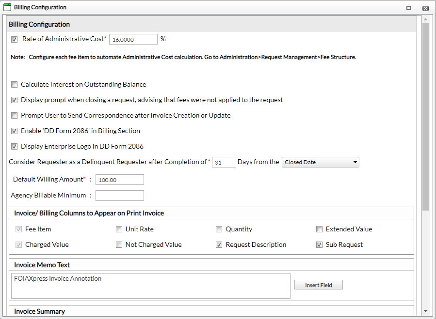 Billing Configuration